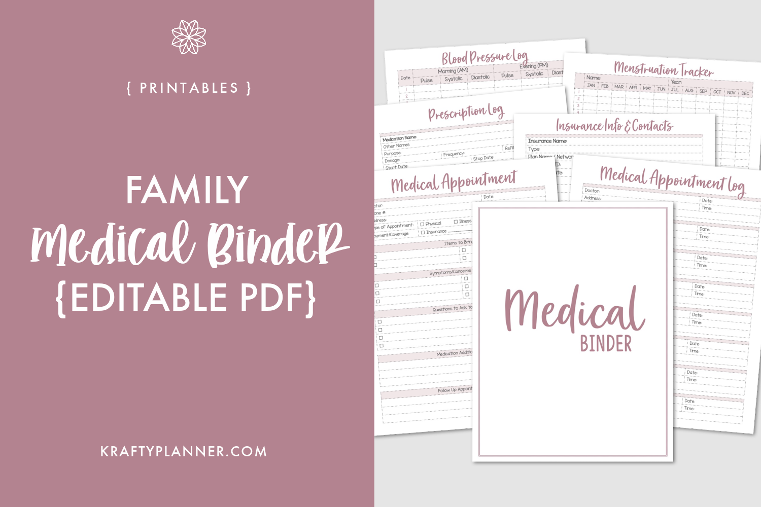 Family Medical Binder {Editable PDF} — Krafty Planner
